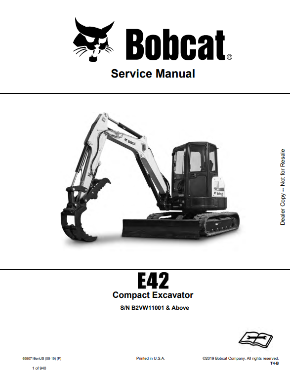 Manual de Reparación Excavadora Compacta Bobcat E42 – manualesdemaquinaria