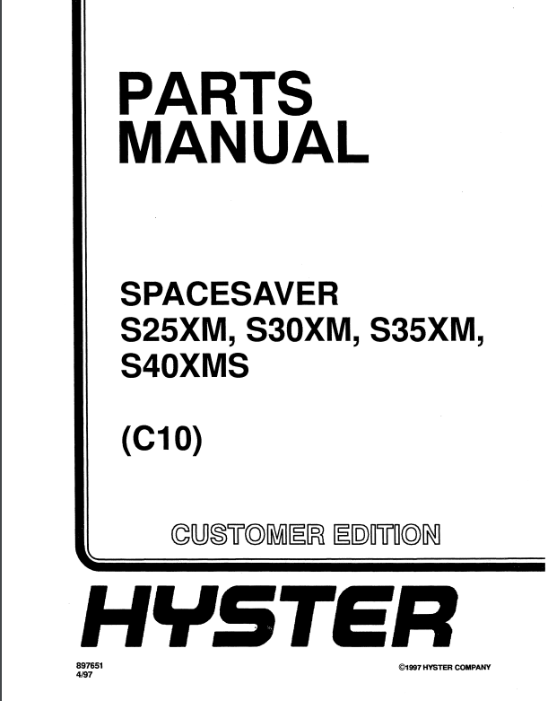 Manual de Partes Montacarga Hyster S25XM, S30XM, S35XM, S40XMS (C10 ...