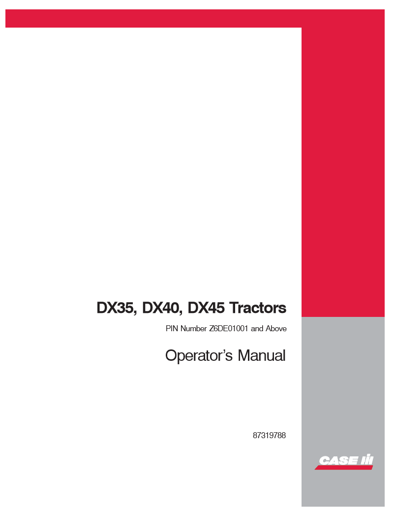Manual del Operador Tractor Case DX35 DX40 DX45 – manualesdemaquinaria