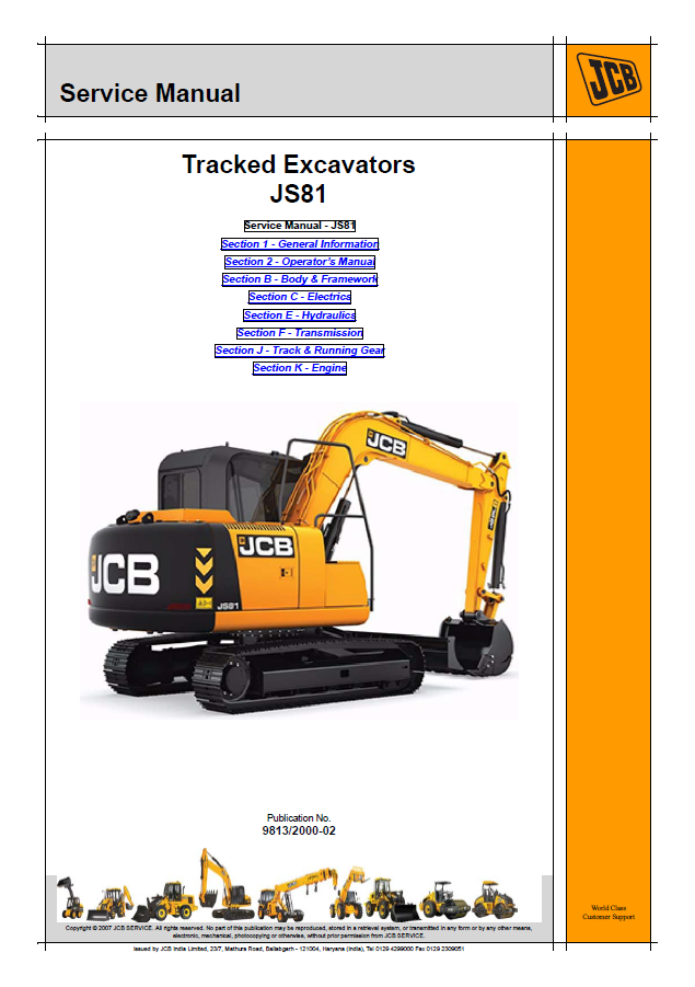 Manual De Reparación Excavadora Jcb Js81 Manualesdemaquinaria